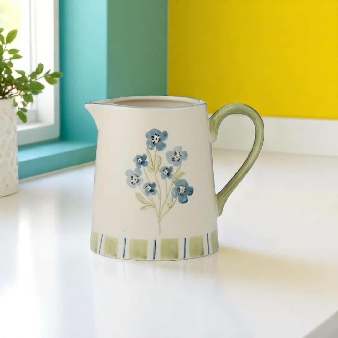 Blue & Olive Floral Jug - Sproutwell Decor
